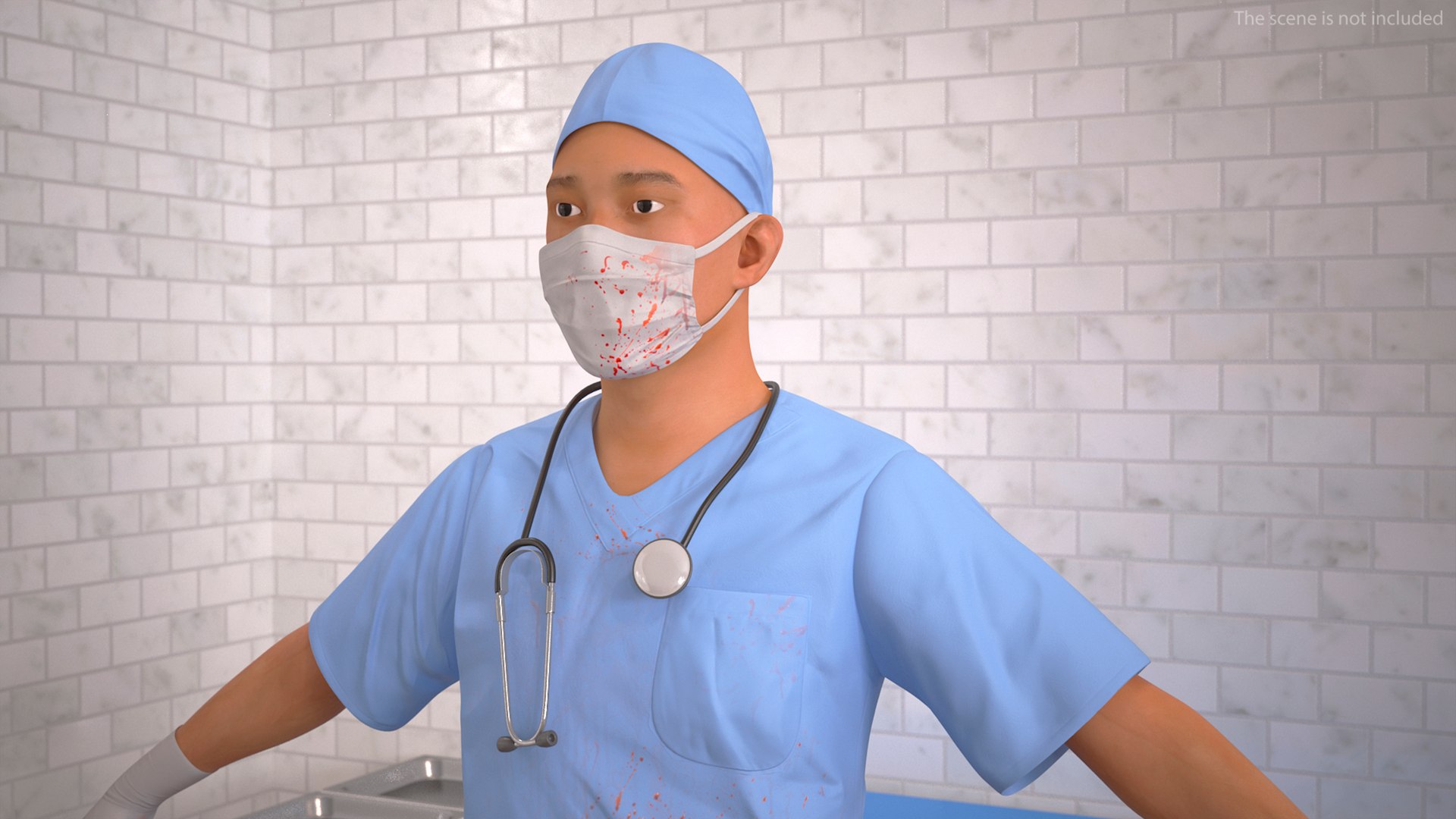 3D Asian Male Surgeon In Mask Blood Stained Rigged Model - TurboSquid ...
