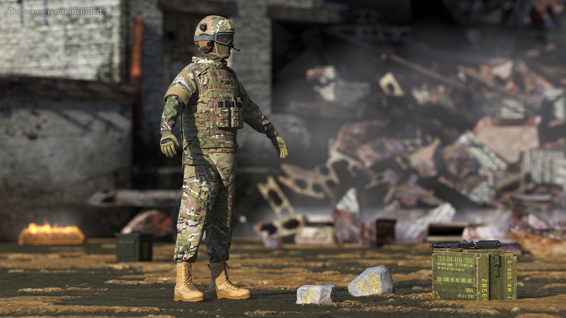 Military Soldier In Green Camo A-pose 3D Model - TurboSquid 2273643
