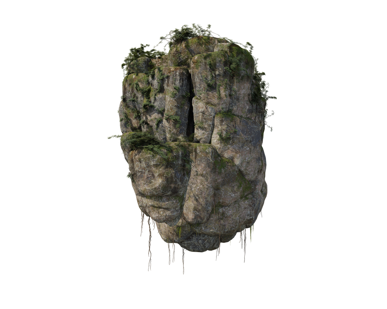 3D Floating Rock Vine And Moss - TurboSquid 2157413