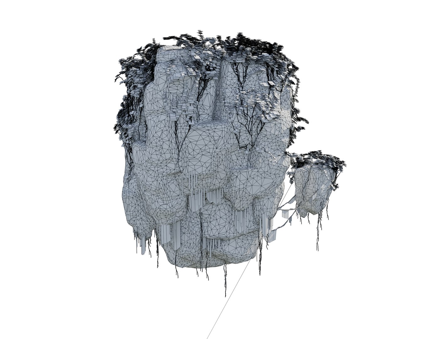 3D Floating Rock Vine And Moss - TurboSquid 2157413
