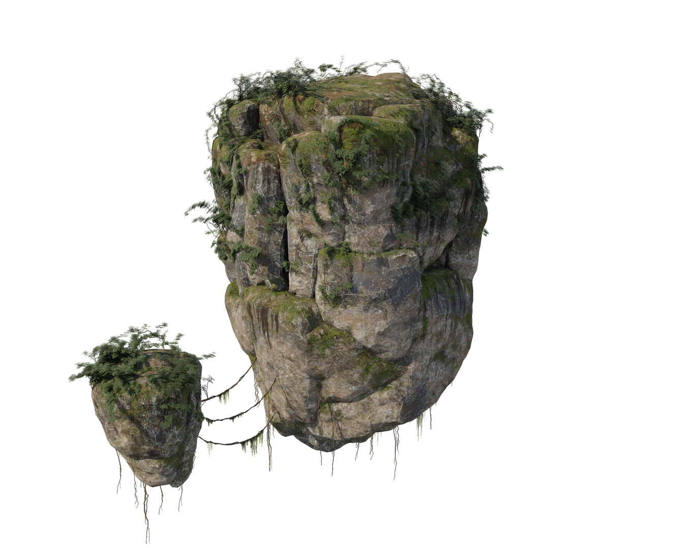 3D Floating Rock Vine And Moss - TurboSquid 2157413