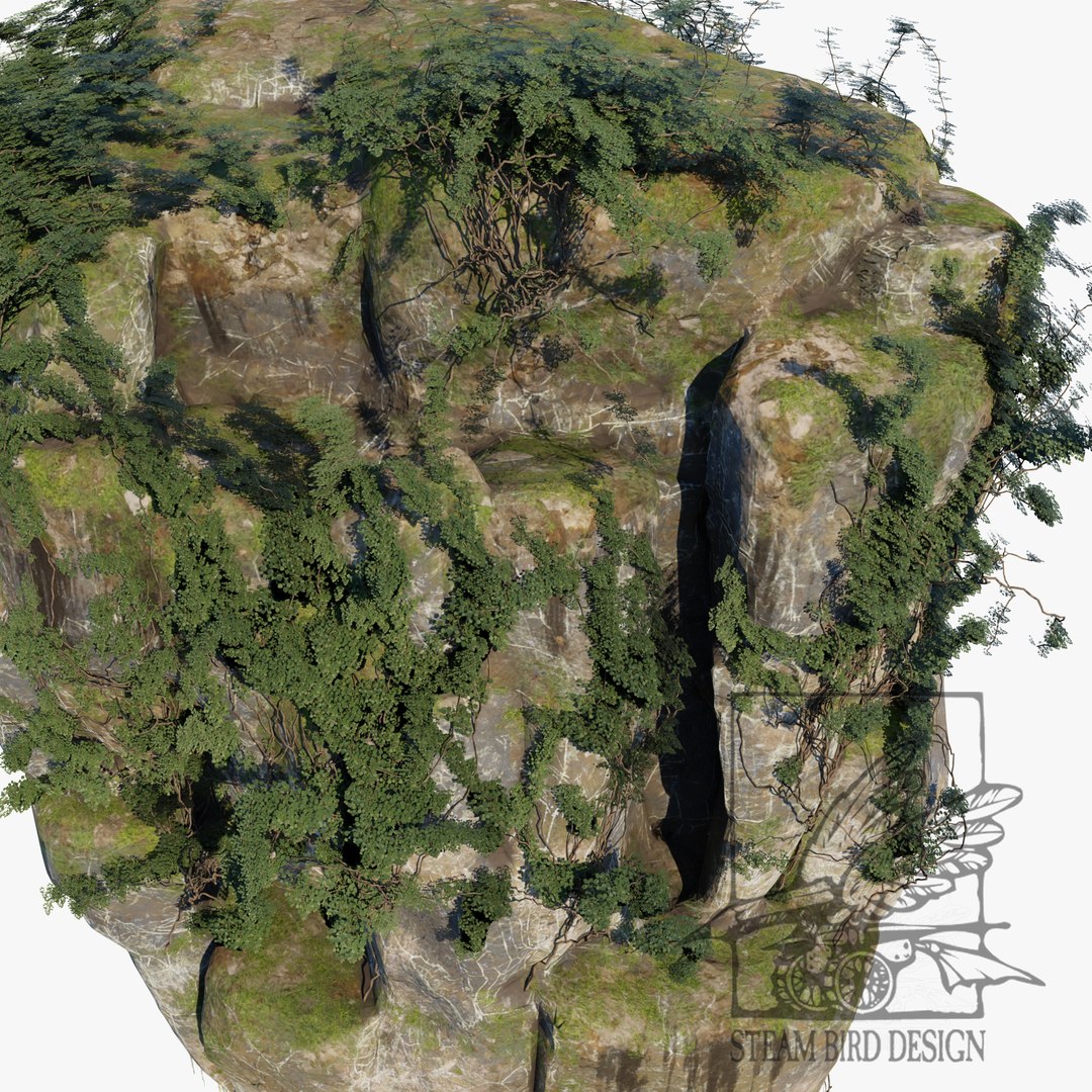 3D Floating Rock Vine And Moss - TurboSquid 2157413