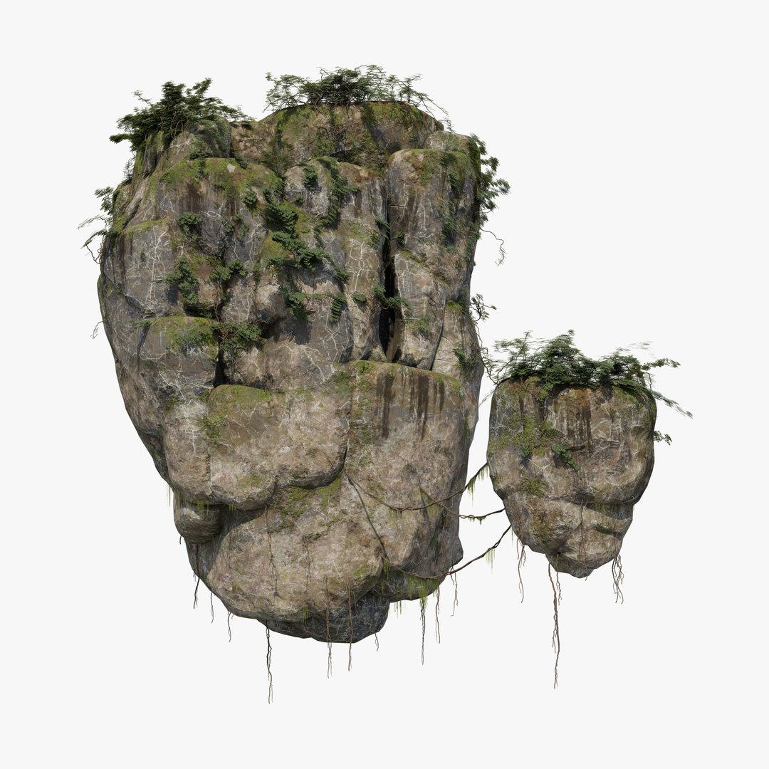 3D Floating Rock Vine And Moss - TurboSquid 2157413