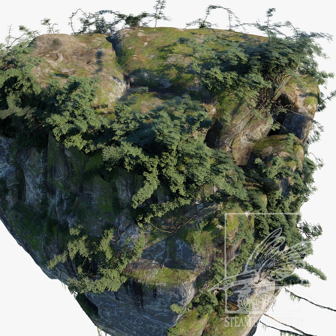 3D Floating Rock Vine And Moss - TurboSquid 2157413
