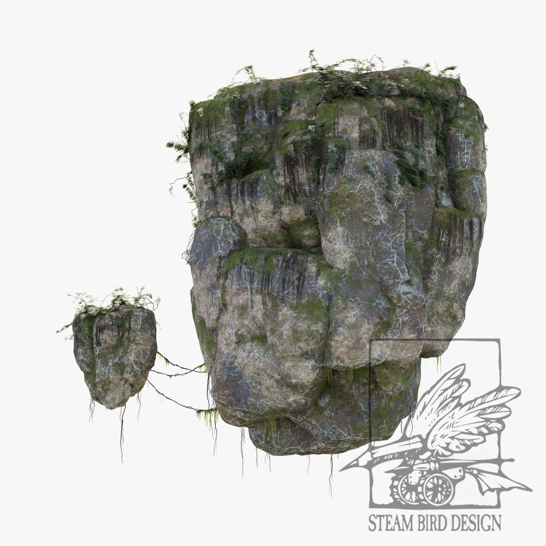 3D Floating Rock Vine And Moss - TurboSquid 2157413