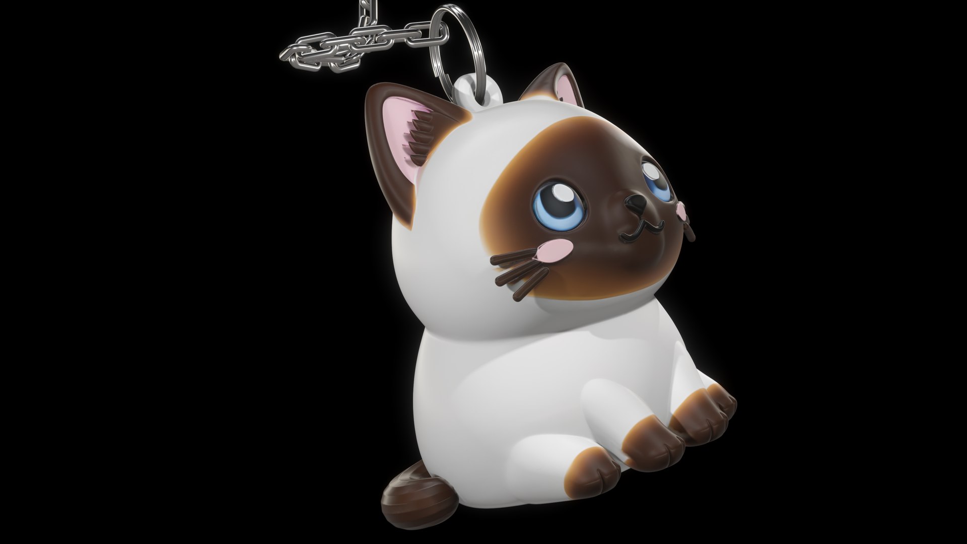 Siamese Cat Keychain Ready To Print Kawaii Style Japanese Anime 3D ...