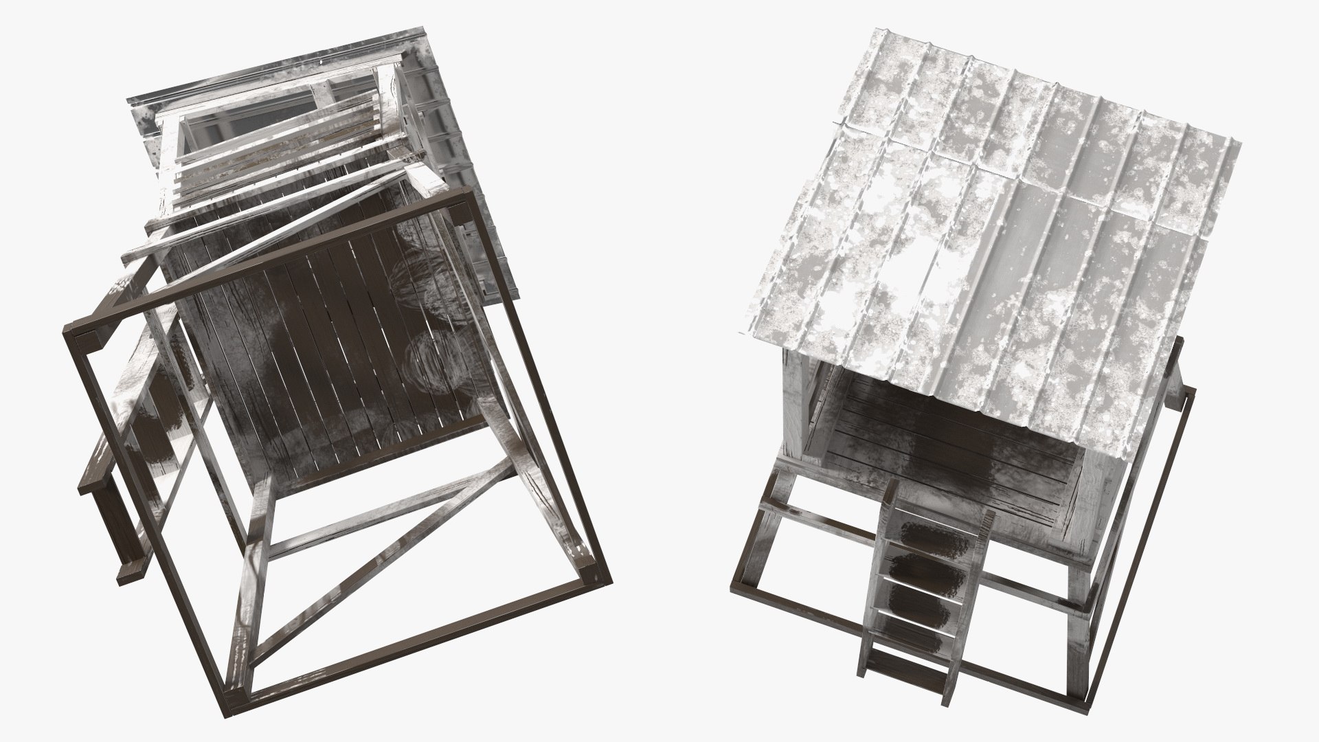 3D Old Wooden Lifeguard Station White Model - TurboSquid 2137532