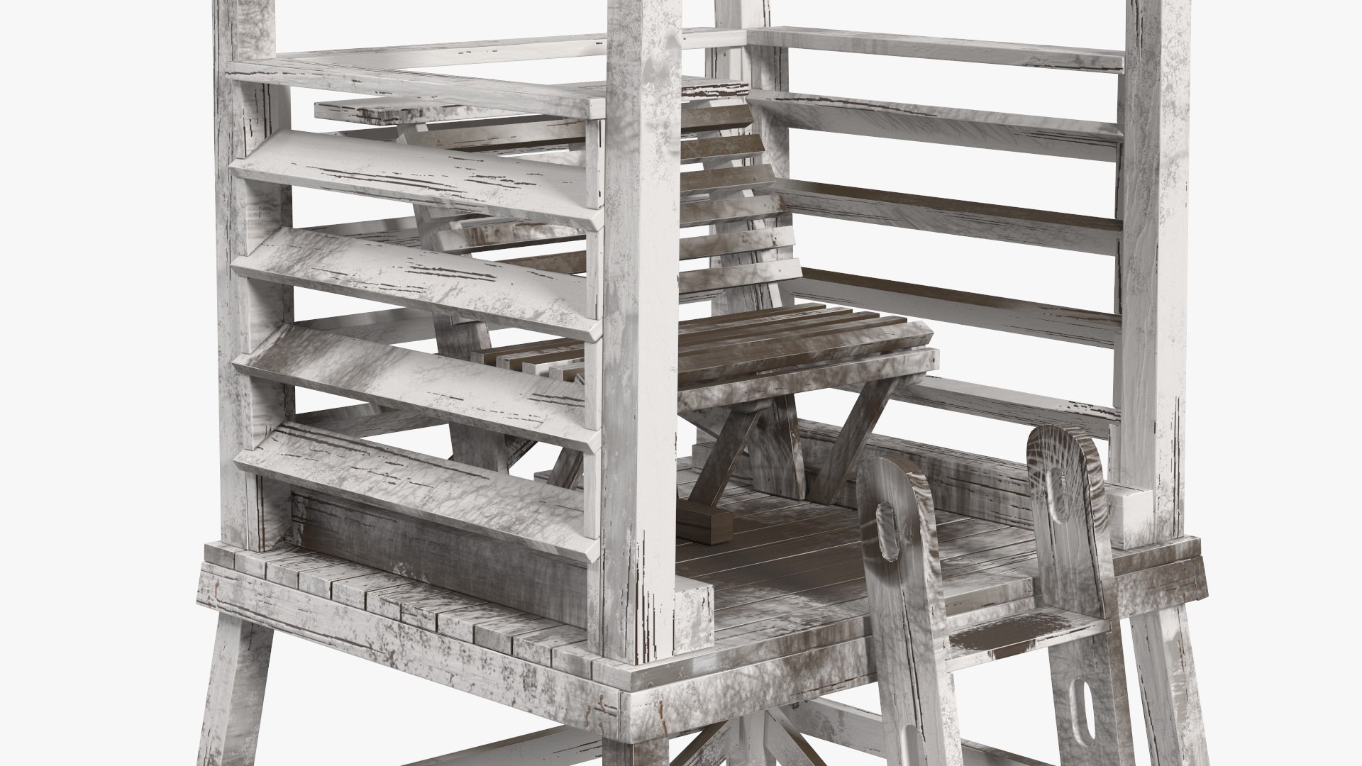 3D Old Wooden Lifeguard Station White Model - TurboSquid 2137532