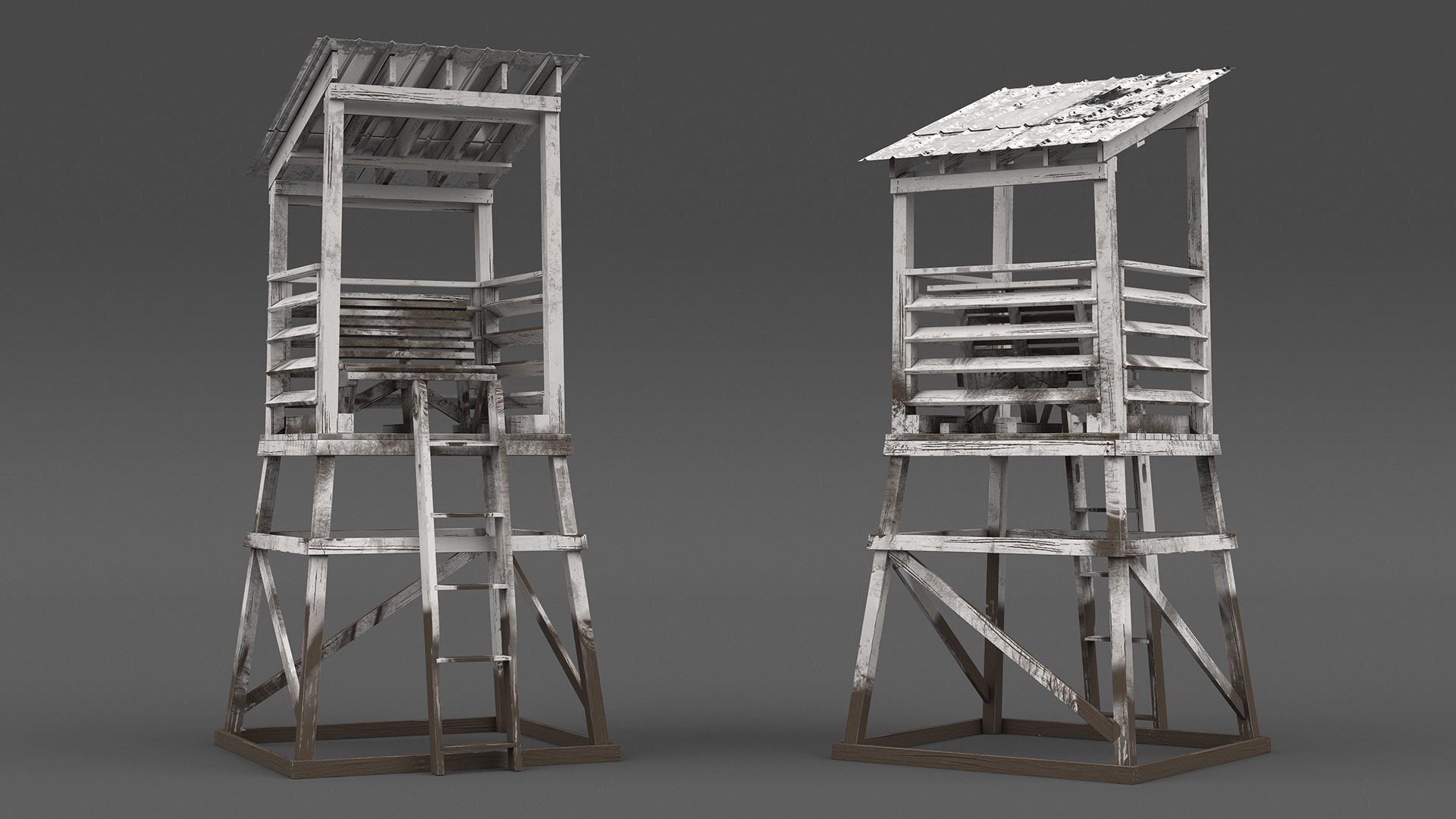 3D Old Wooden Lifeguard Station White Model - TurboSquid 2137532