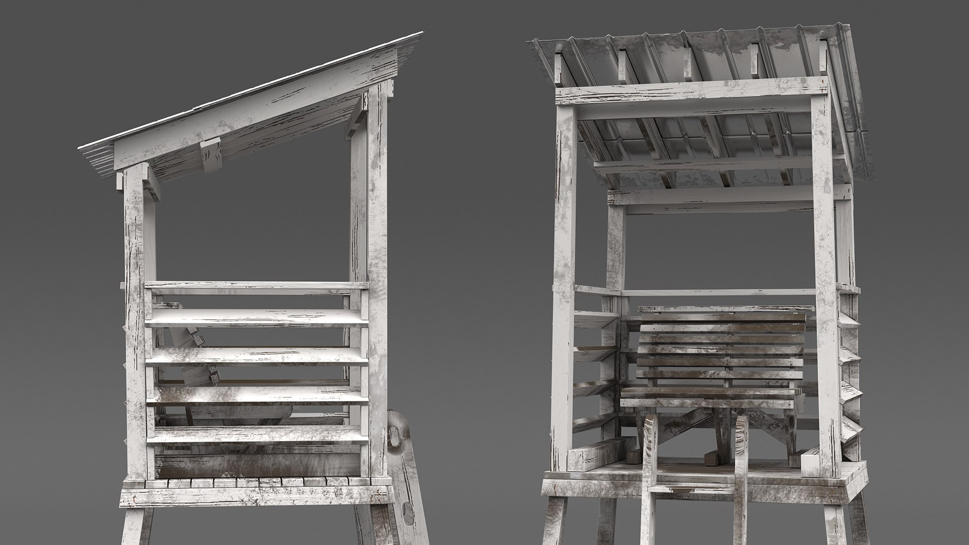 3D Old Wooden Lifeguard Station White Model - TurboSquid 2137532