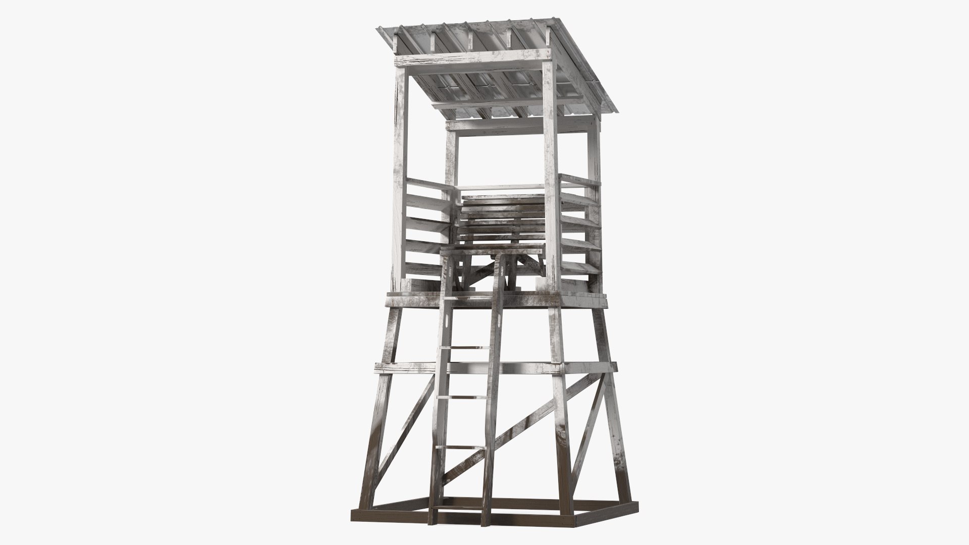 3D Old Wooden Lifeguard Station White Model - TurboSquid 2137532
