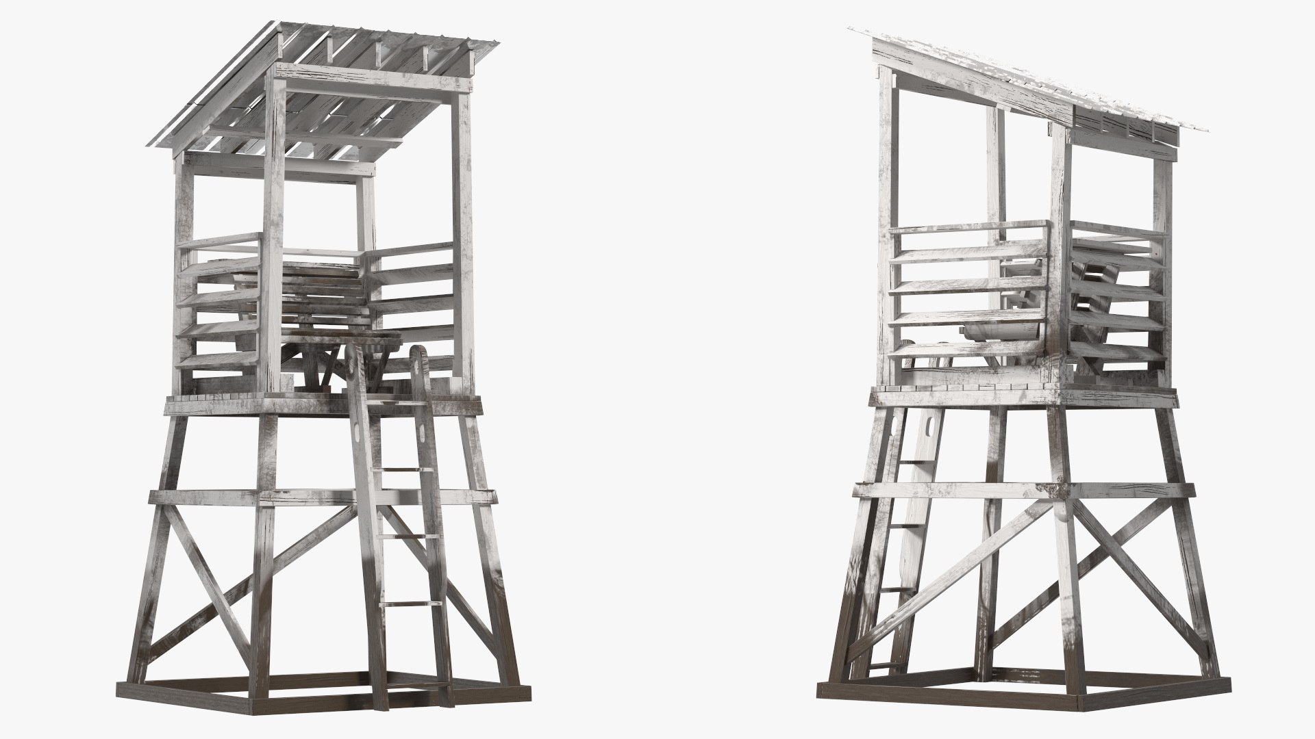 3D Old Wooden Lifeguard Station White Model - TurboSquid 2137532