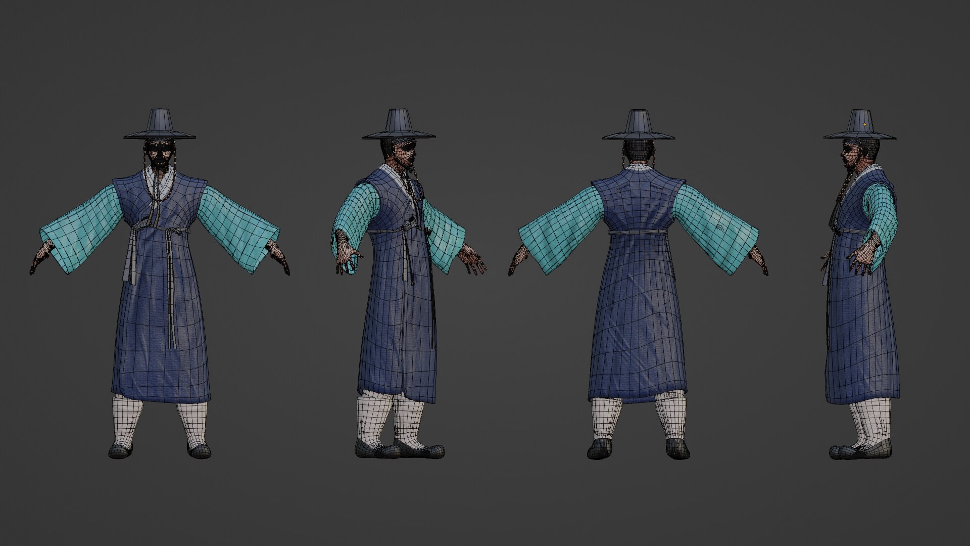 Korean Hanbok Men With Character 3D - TurboSquid 2234316