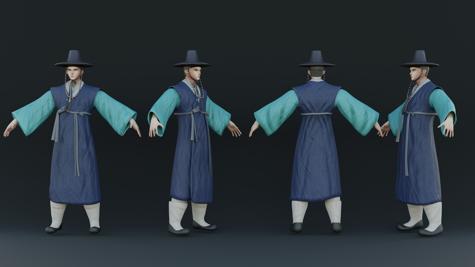 Korean Hanbok Men With Character 3D - TurboSquid 2234316
