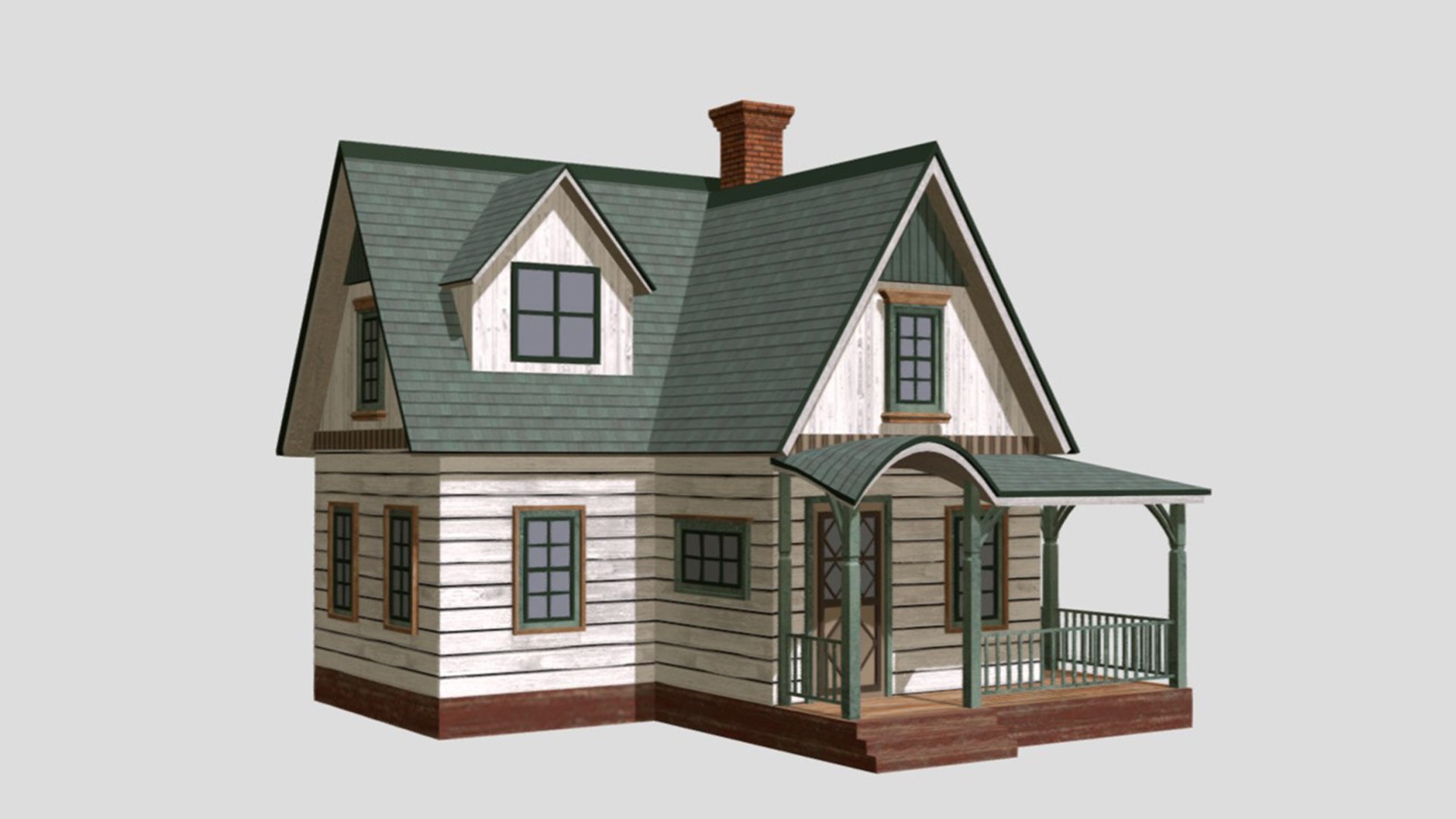 American Style Cottage - Town House Model 3D model - TurboSquid 2180300