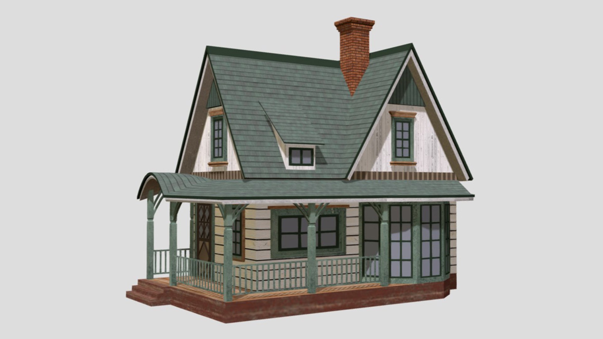 American Style Cottage - Town House Model 3D model - TurboSquid 2180300