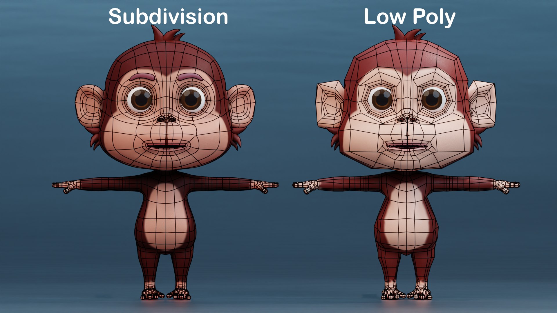 Cute Cartoon Monkey Low-poly Model - TurboSquid 2089202