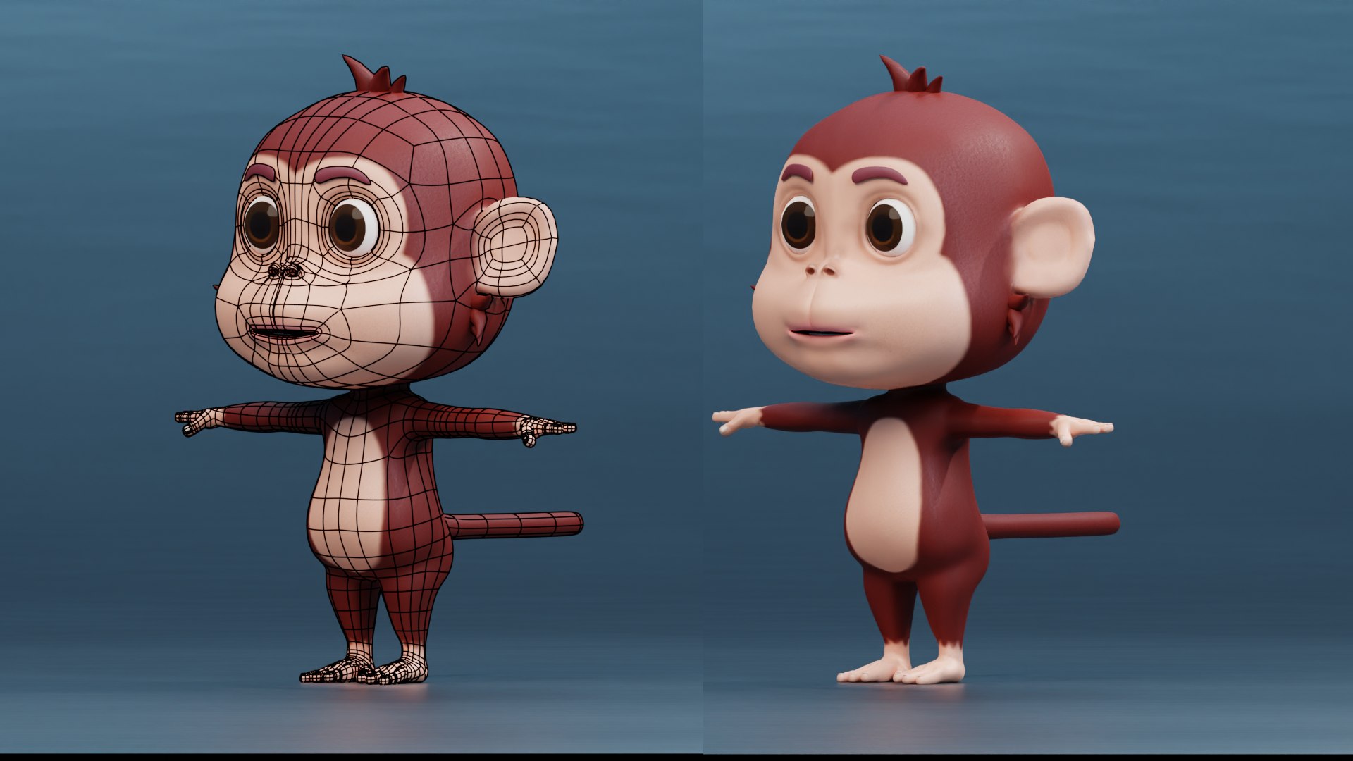 Cute Cartoon Monkey Low-poly Model - TurboSquid 2089202