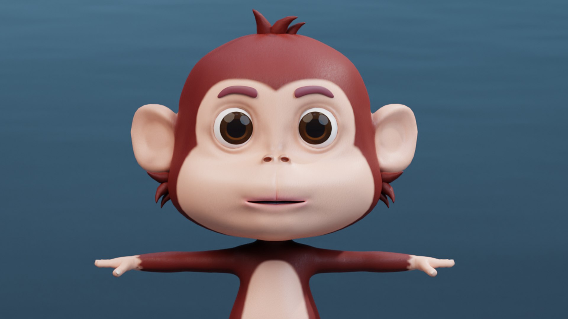 Cute Cartoon Monkey Low-poly Model - TurboSquid 2089202