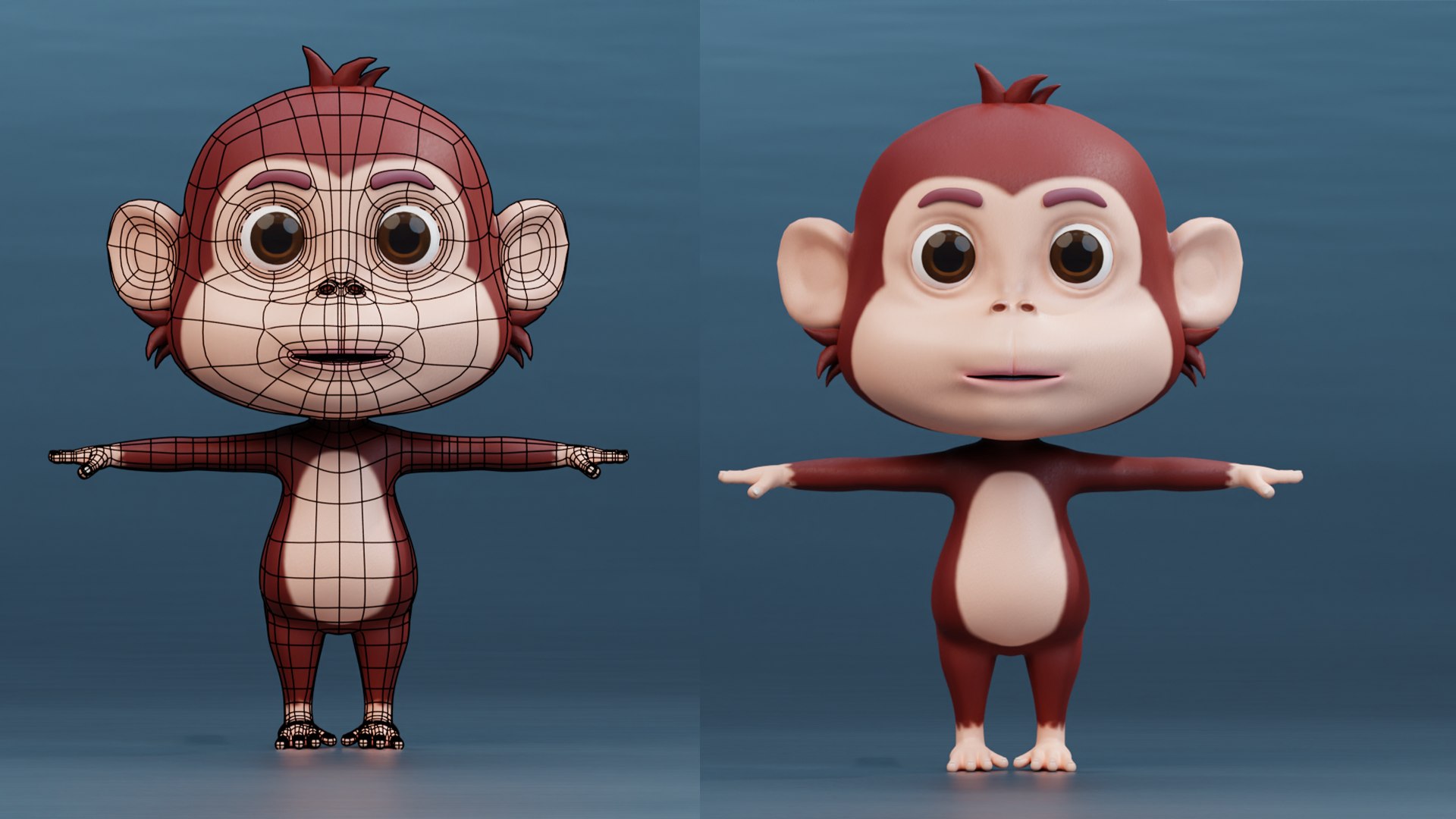 Cute Cartoon Monkey Low-poly Model - TurboSquid 2089202