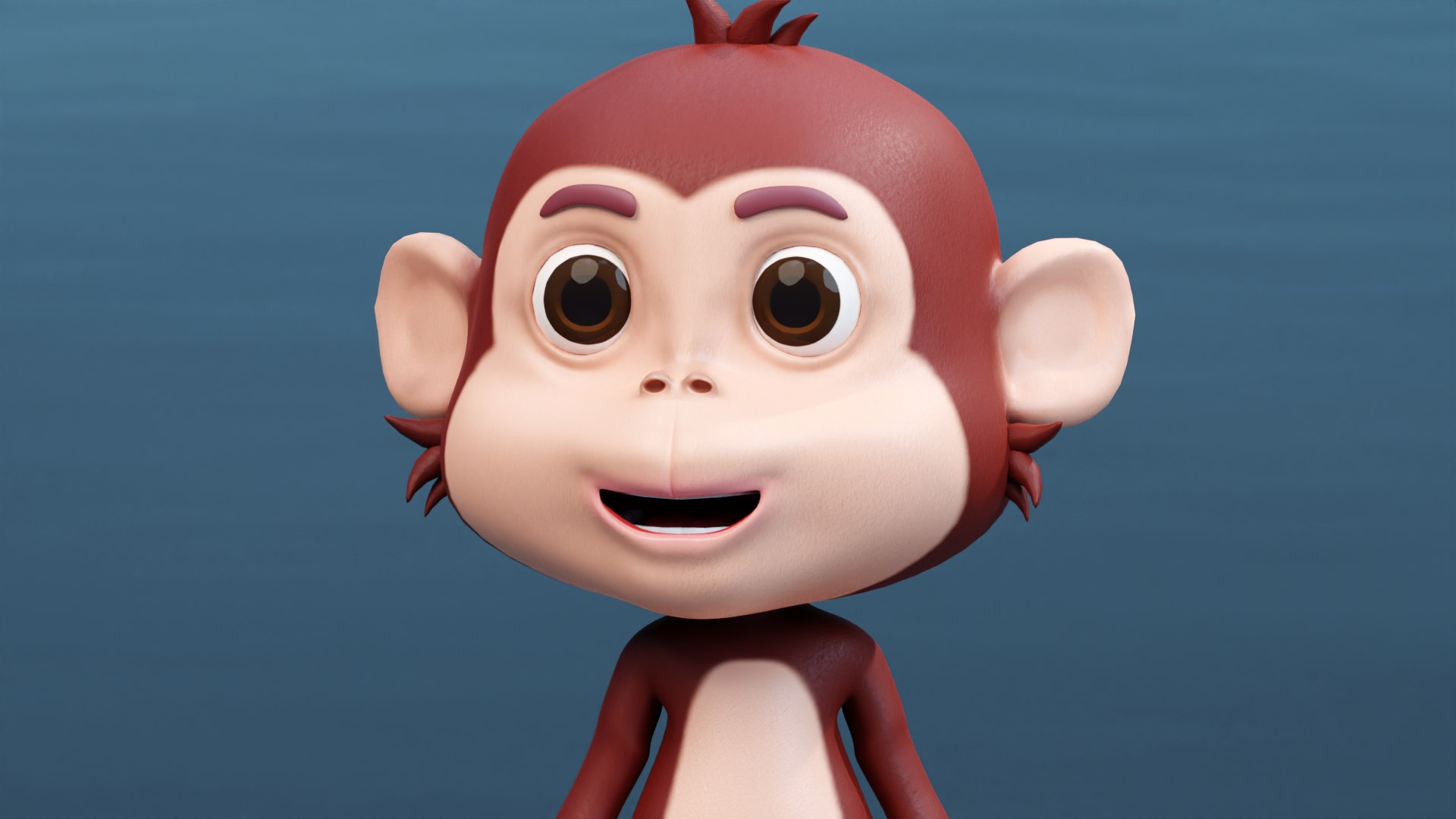Cute Cartoon Monkey Low-poly Model - TurboSquid 2089202