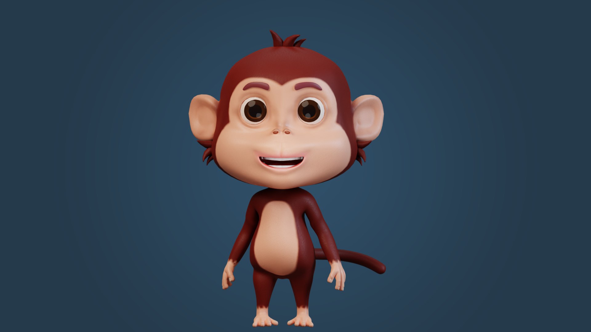 Cute Cartoon Monkey Low-poly Model - TurboSquid 2089202