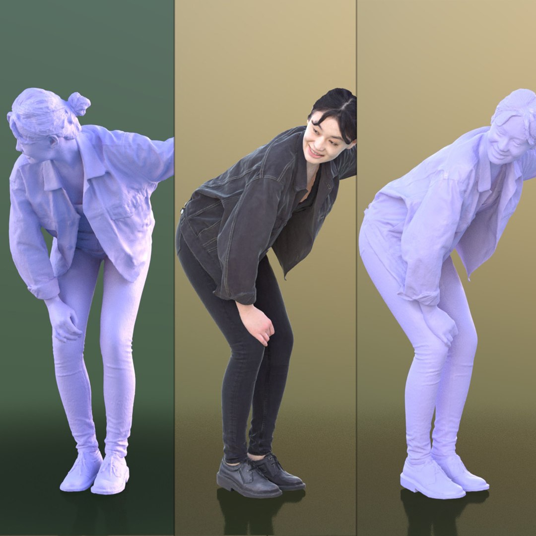 3D Woman Leaning Forward - TurboSquid 1709904