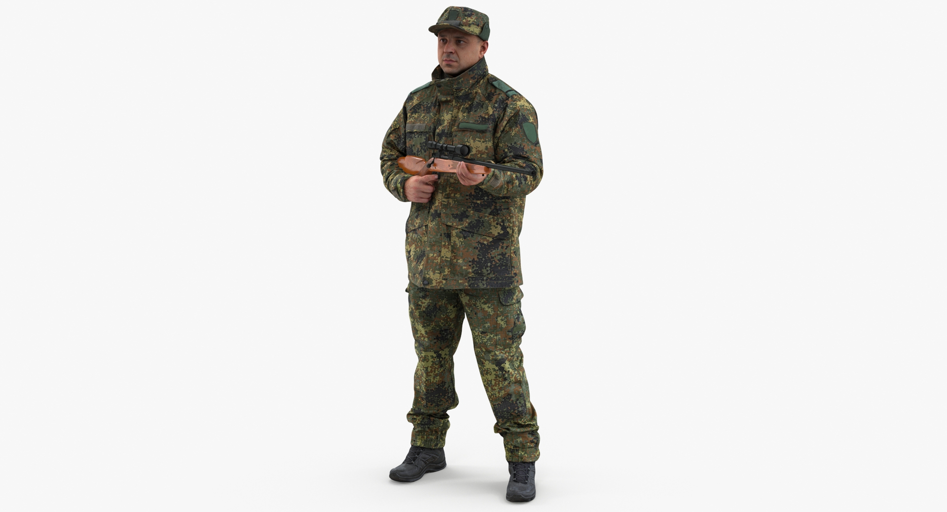 Arnold Uniform Military Idle Pose 01 With Rifle 3D 모델 - TurboSquid 1926436