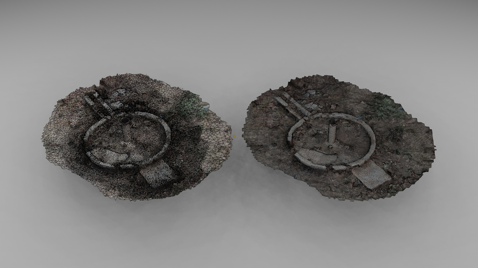 3D Destroyed Boaring Photo-scan Re-Typologies Low Poly Mid Poly And Raw ...