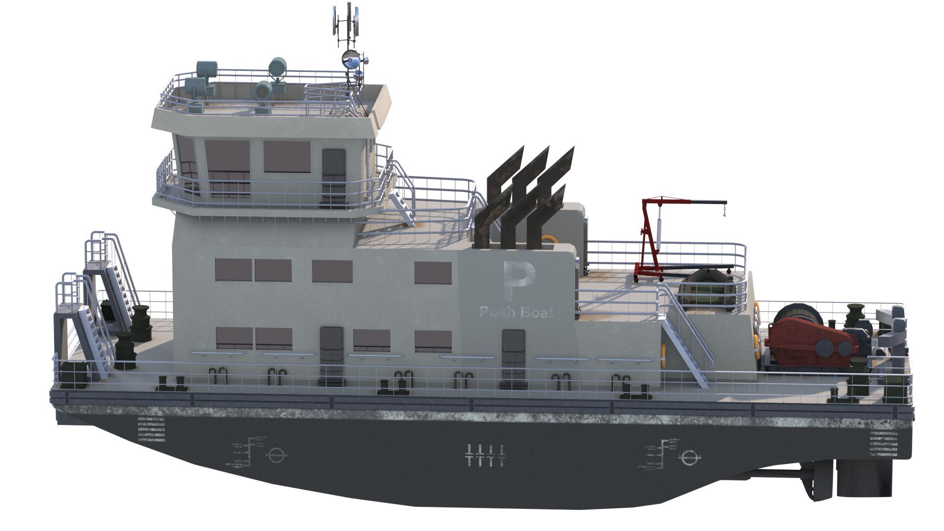 3D Model Push Boat For Harbor An Ocean Port - TurboSquid 2465339