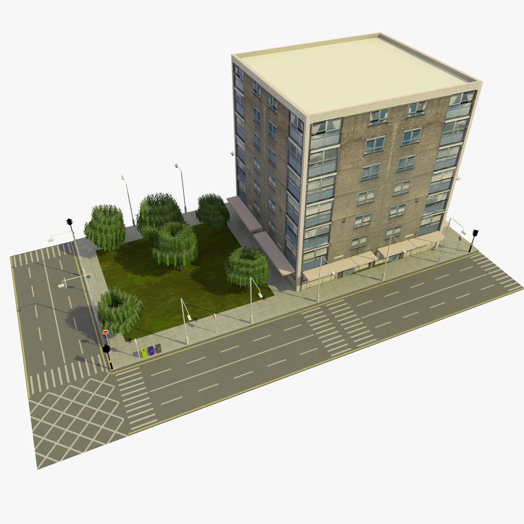 3d c4d city block 8 street