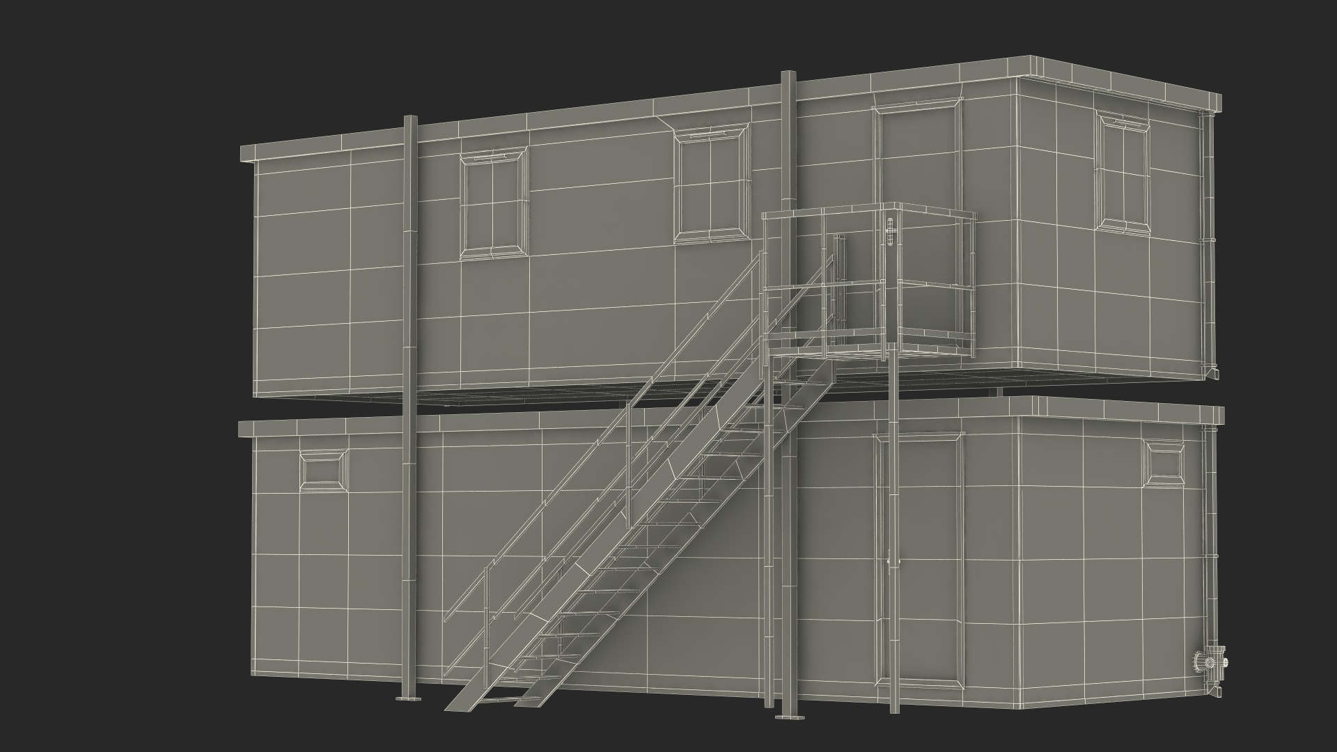 3D Prefabricated Portable Two Story Building - TurboSquid 2180367