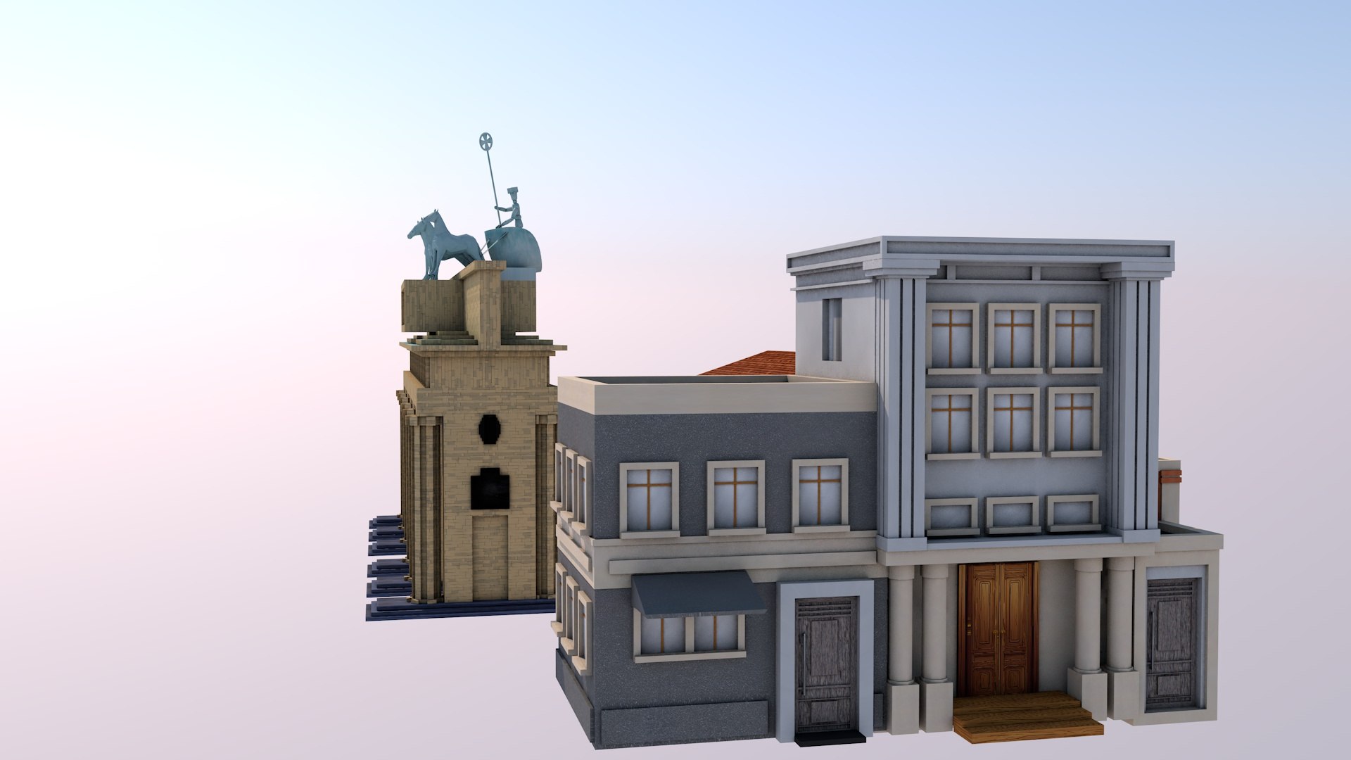 Low Poly Buildings Pack - Includes Brandenburg Tor And Two Urban Structures Model - TurboSquid ...