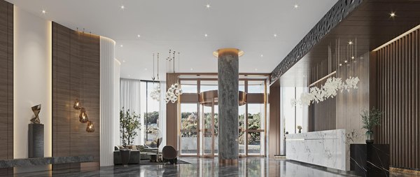 Modern Hotel Front Desk Lobby Model Modelo 3D - TurboSquid 2067922