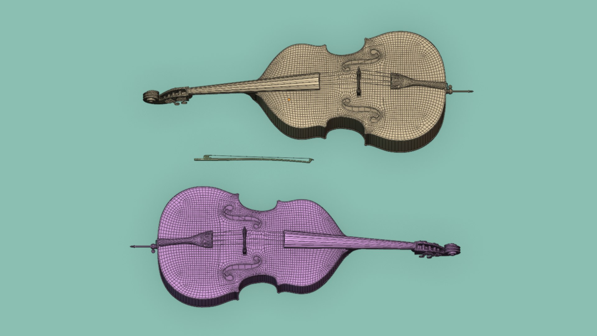 Black Carbon Fiber Double Bass With Bow 3D Model - TurboSquid 2337460