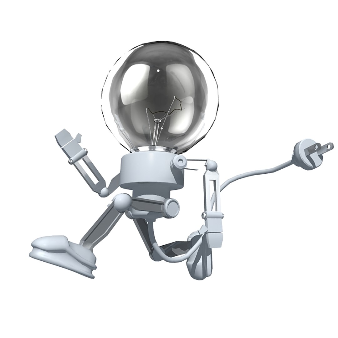maya cartoon bulb man