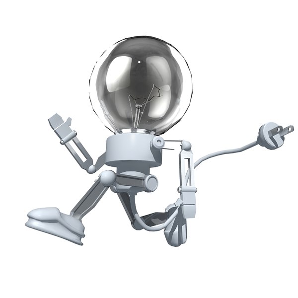maya cartoon bulb man
