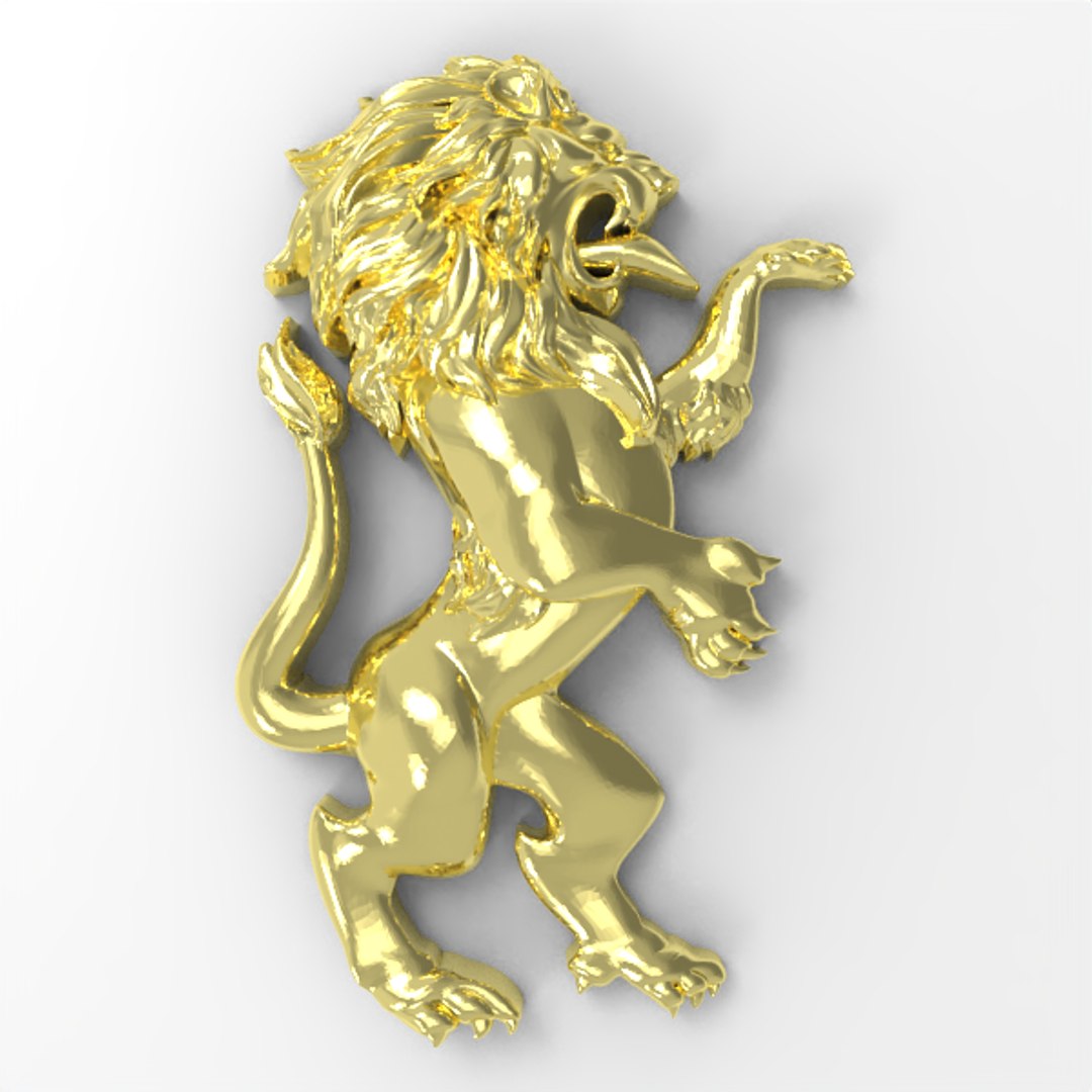 3D HERALDIC LION Standing On Its Hind Legs - TurboSquid 2019727