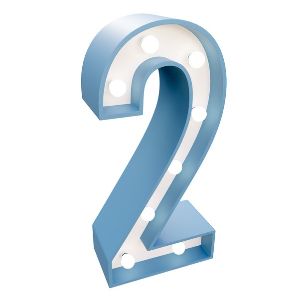 Marquee number two light bulb glow sign 3D - TurboSquid 1973580