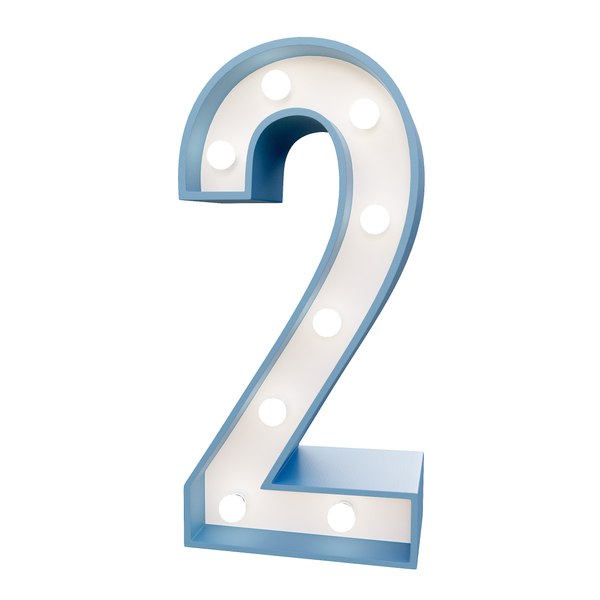 Marquee number two light bulb glow sign 3D - TurboSquid 1973580
