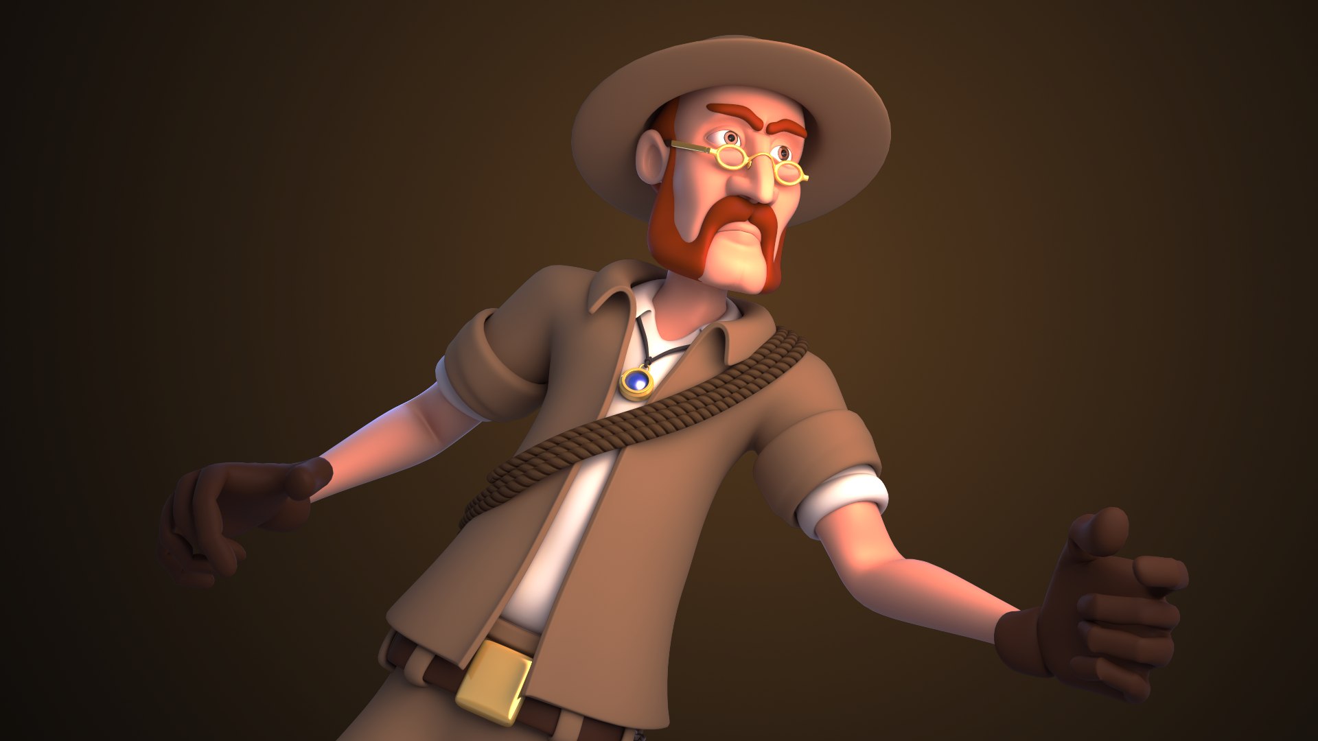 Cartoon Explorer Character Rigged 3d Model
