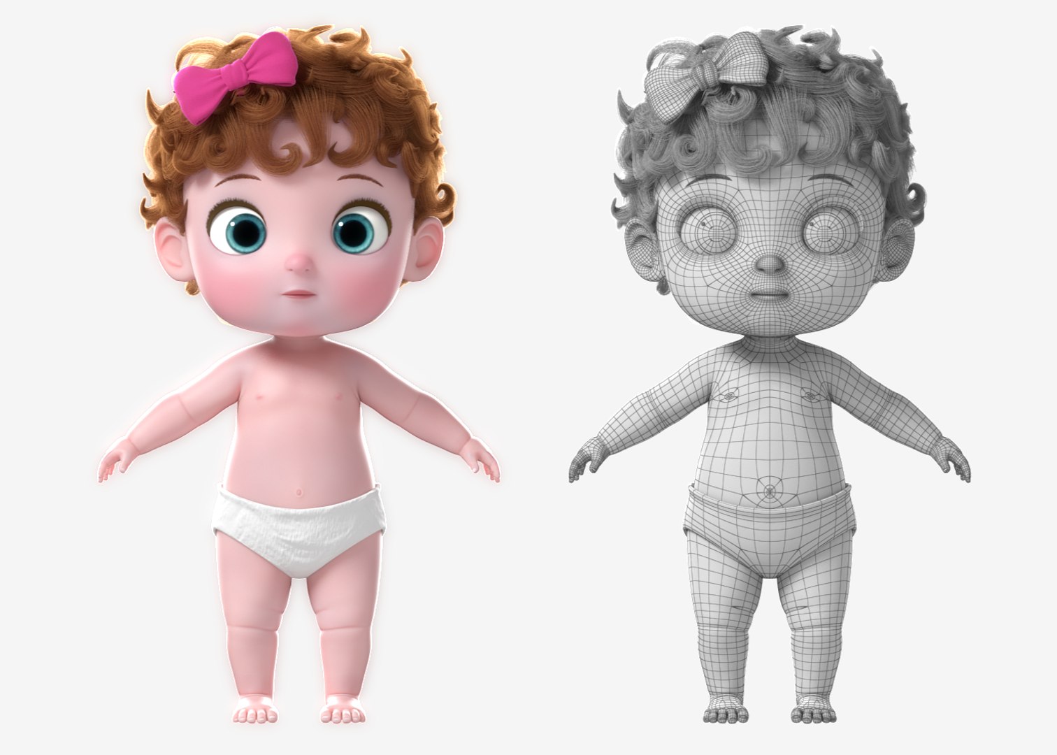 3D Model Cartoon Baby Girl Boy - TurboSquid 1288896