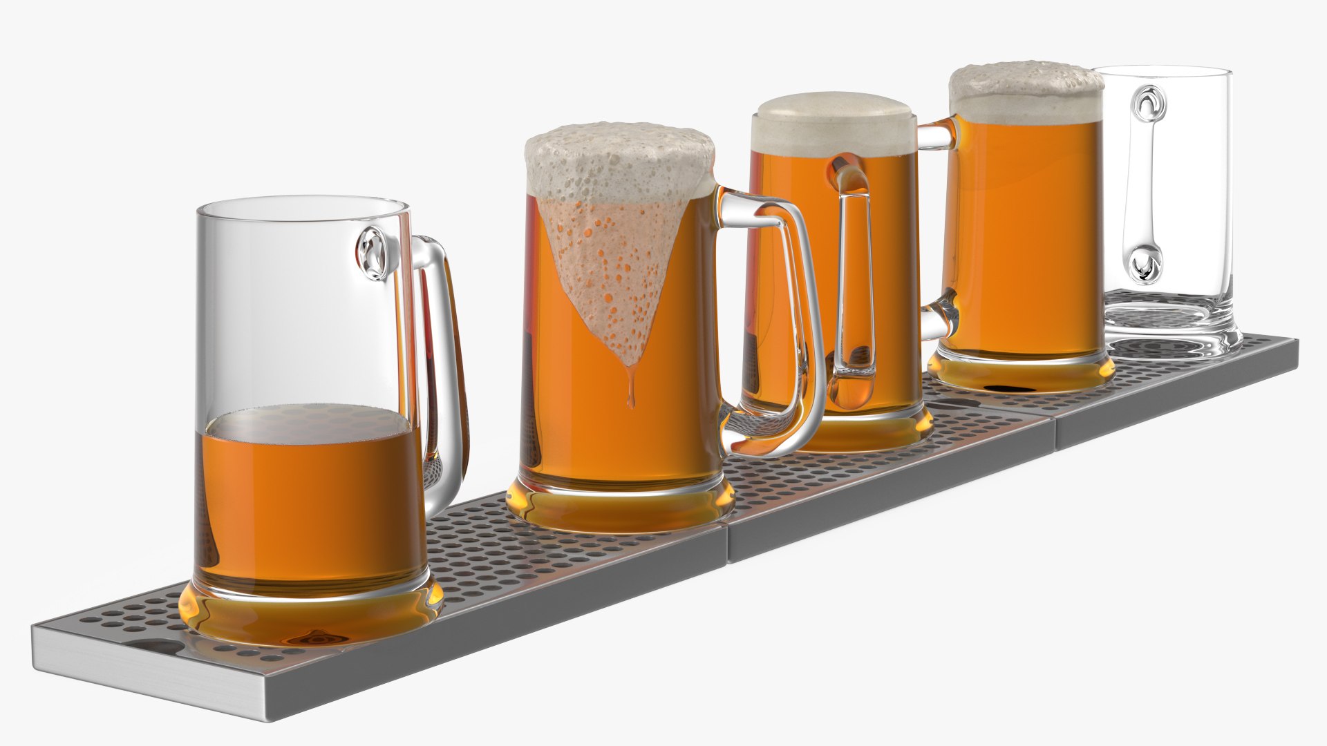 3D Wall Mount Rail Draft Beer Tower with Beer Mugs - TurboSquid 1777326