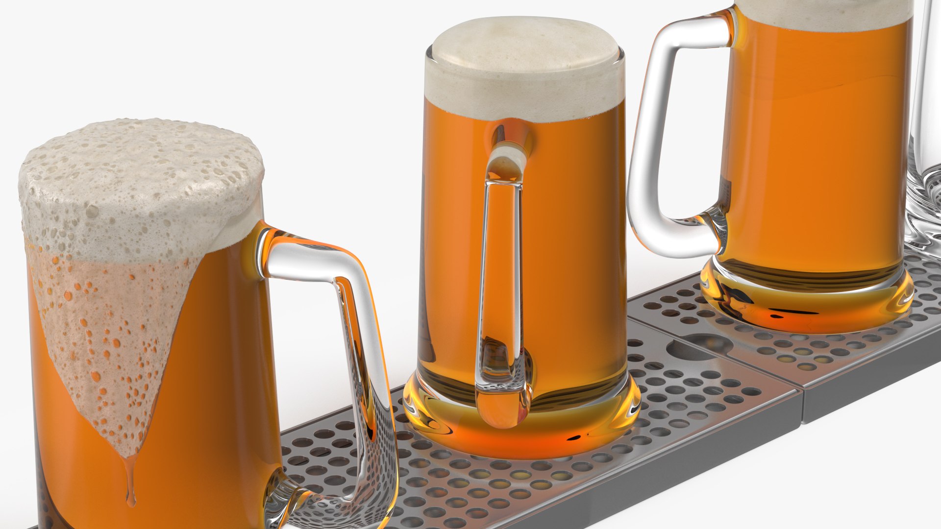 3D Wall Mount Rail Draft Beer Tower with Beer Mugs - TurboSquid 1777326