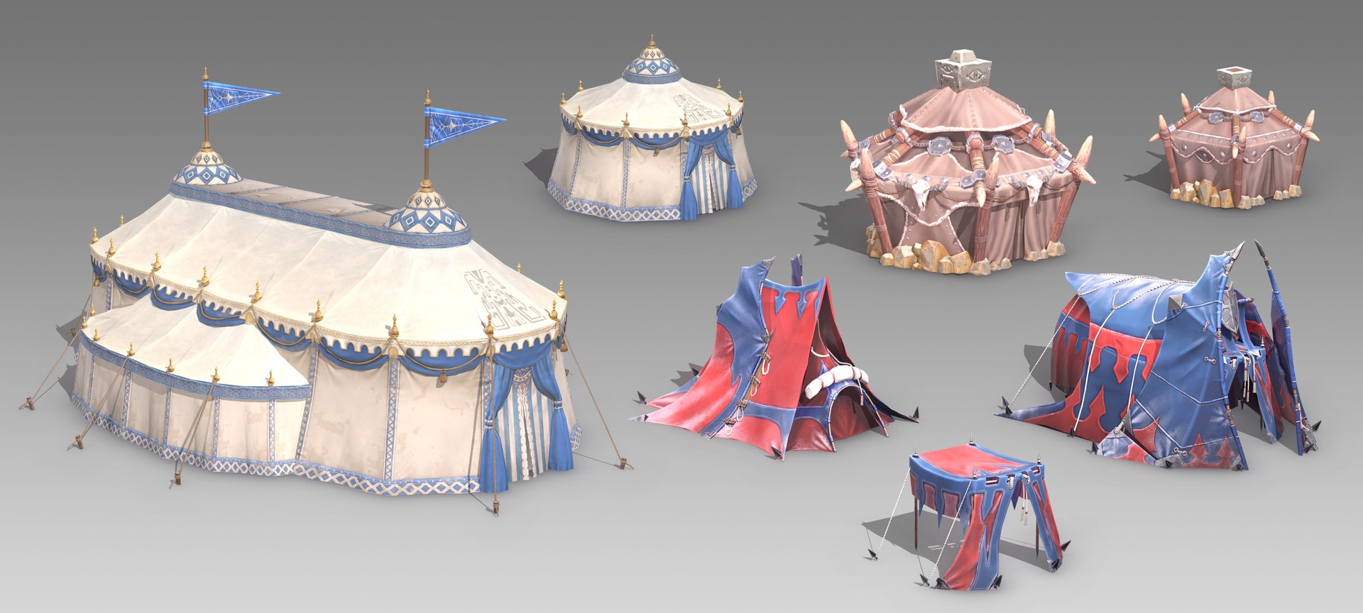 March Tents Yurt Camp Shop Tribal Barracks 3D Model - TurboSquid 2330631