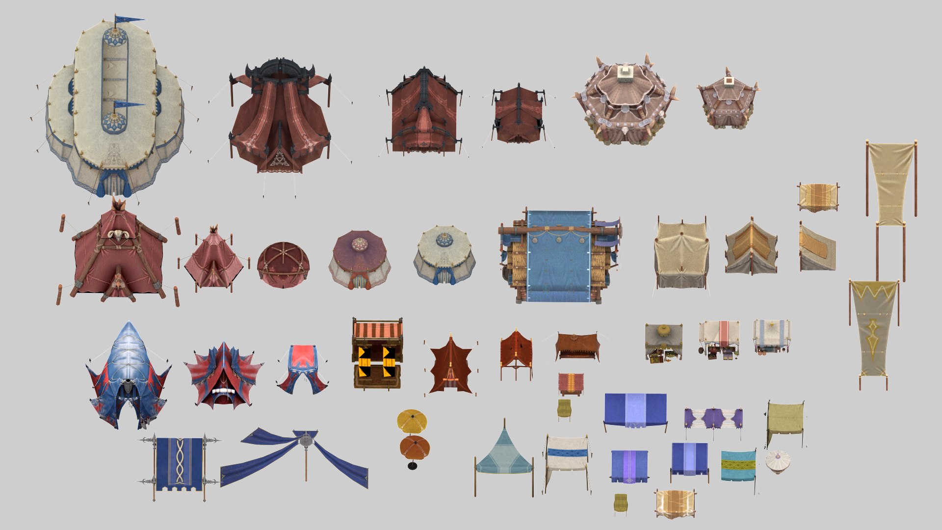 March Tents Yurt Camp Shop Tribal Barracks 3D Model - TurboSquid 2330631