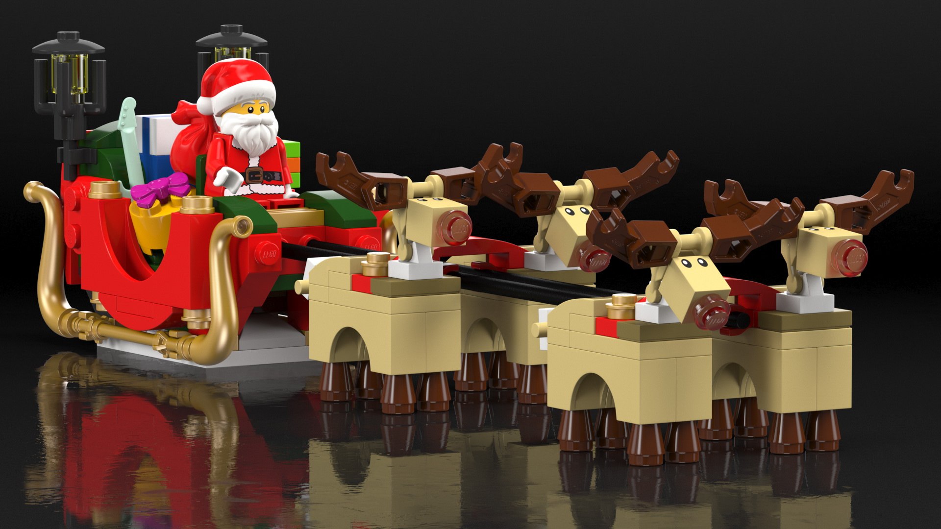 Lego Sleigh with Reindeers and Santa Set model - TurboSquid 1812044