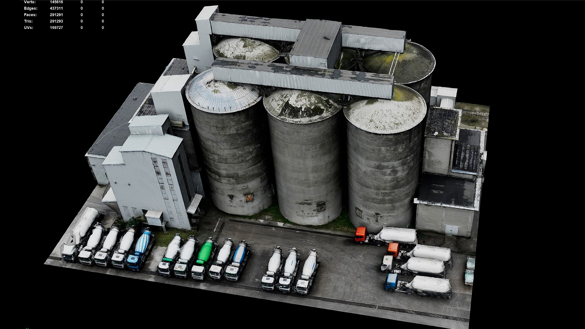 3D Model Factory Silo Buildings Industrial Drone Photogrammetry ...