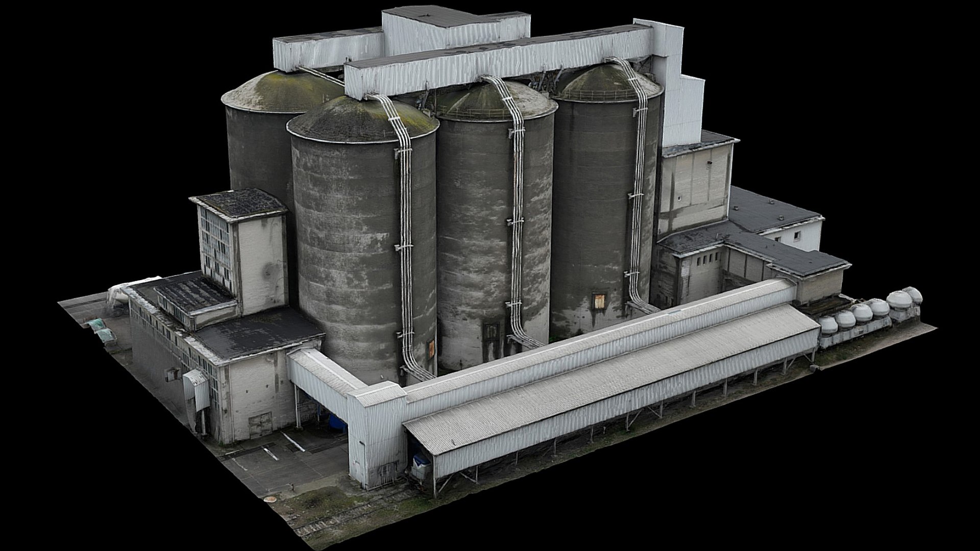 3D Model Factory Silo Buildings Industrial Drone Photogrammetry ...