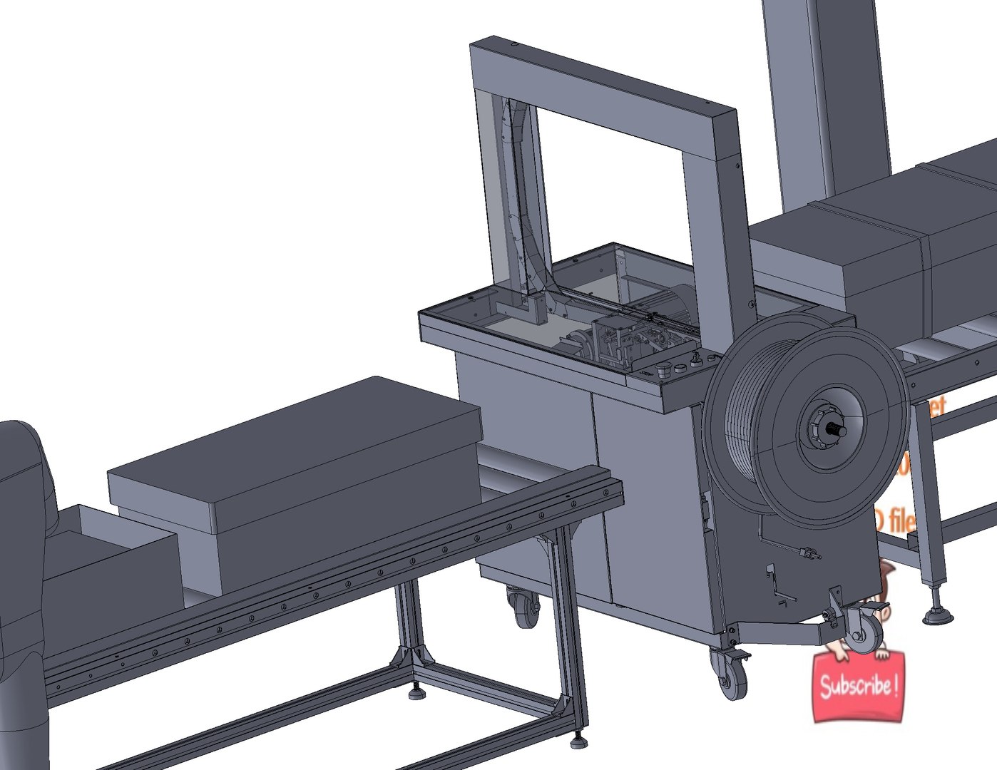 Industrial 3D model Packaging strapping stacking boxes line 3D model ...